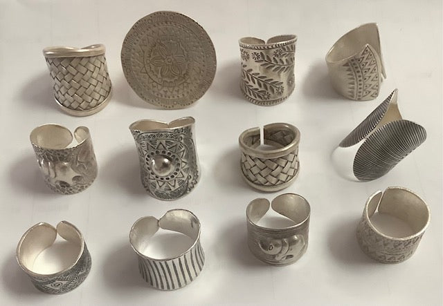 Tribal Silver Ring Lines 18 mm wide – Mishka Tribal Impulse